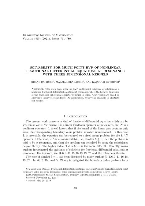 Pdf Solvability For Multi Point Bvp Of Nonlinear Fractional