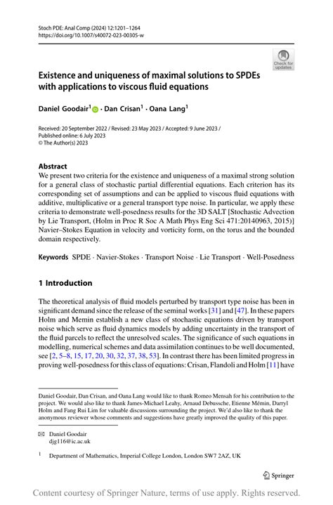 Pdf Existence And Uniqueness Of Maximal Solutions To Spdes With Applications To Viscous Fluid