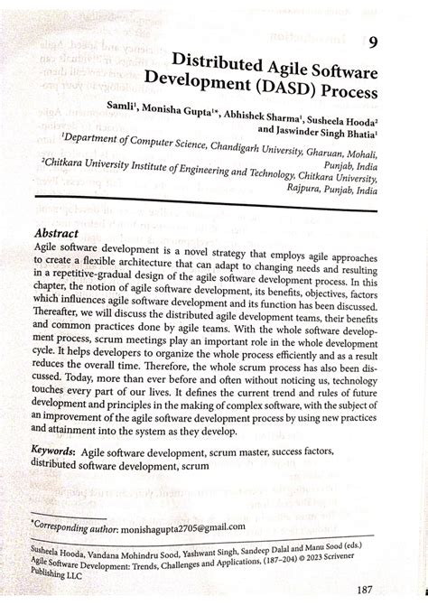 Pdf Distributed Agile Software Development Dasd Process