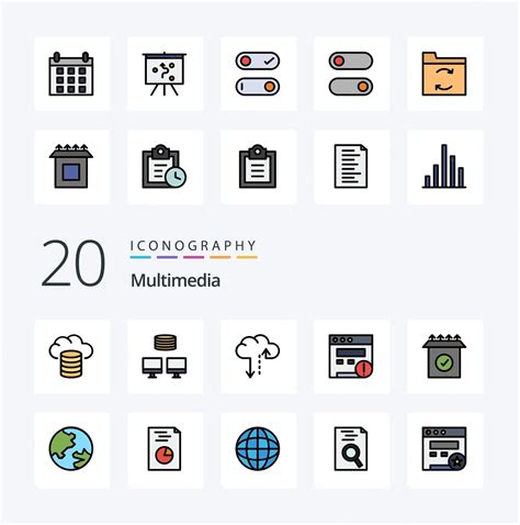 Premium Vector 20 Multimedia Line Filled Color Icon Pack Like Geography Earth Traffic Setup