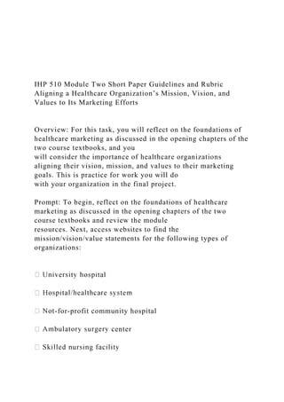 IHP Module Two Short Paper Guidelines And Rubric Align Docx