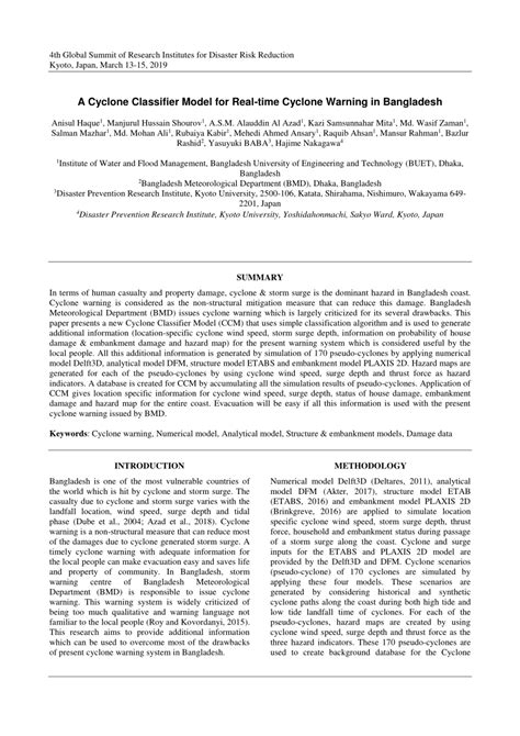 Pdf A Cyclone Classifier Model For Real Time Cyclone Warning In
