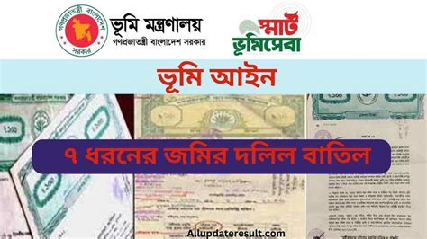নতুন ভূমি আইন ৭ ধরনের জমির দলিল বাতিল জেনে নিন বিস্তারিত All Update Result