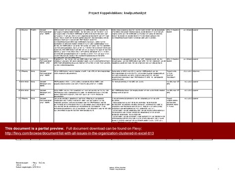 Excel Template List With All Issues In The Organization Clustered Dutch Excel Template XLS