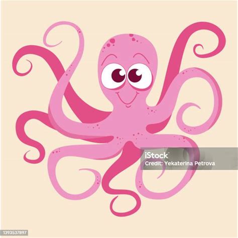 만화 귀여운 문어 분홍색 문어의 벡터 플랫 일러스트레이션 귀여운에 대한 스톡 벡터 아트 및 기타 이미지 귀여운 눈 신체