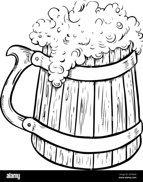 a wooden beer mug vintage vector engraving for web pages posters party invitations a hand