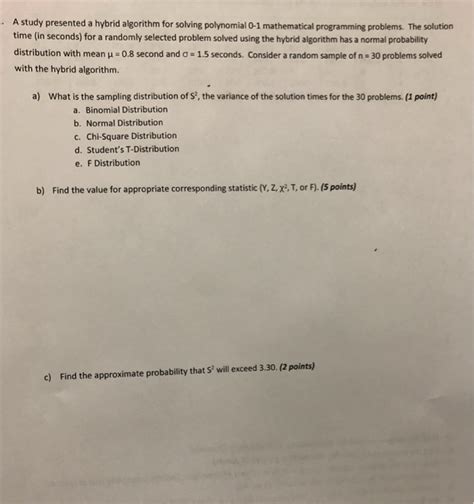 Solved A Study Presented A Hybrid Algorithm For Solving