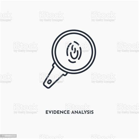 증거 분석 개요 아이콘입니다 간단한 선형 요소 그림입니다 흰색 배경의 격리된 선 증거 분석 아이콘입니다 얇은 스트로크 기호는 웹
