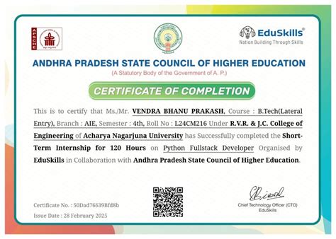 python fullstackdevelopment internship eduskills apsche… bhanu