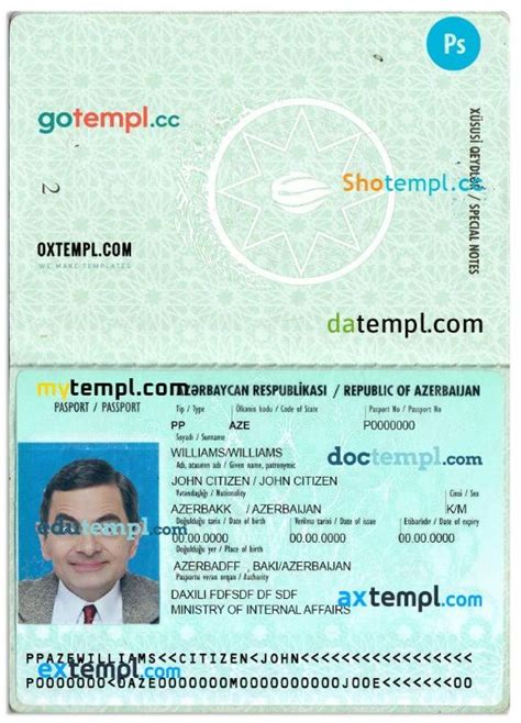 Azerbaijan Passport Editable Psd Files Scan And Photo Realistic Look