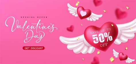 발렌타인 데이 판매 텍스트 벡터 배너입니다 해피 발렌타인 데이 특별 제공 할인 하트 풍선 비행 프로모션 쇼핑 2월에 대한 스톡 벡터 아트 및 기타 이미지 Istock