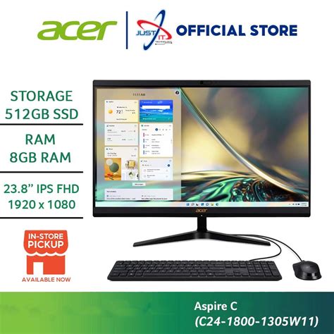 ACER Aspire All In One Desktop PC I3 1305U 8GD4 512SSD 23 8 C24 1800 1305W11 Shopee Malaysia