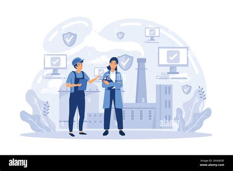 Developers Robot Work At Laptop With Magnifier Industrial Cybersecurity Industrial Robotics