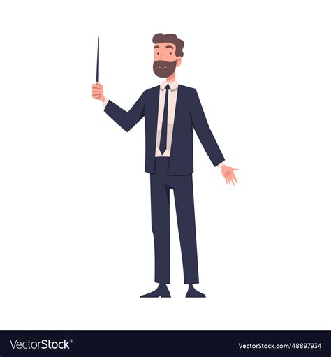 Bearded Man Teacher Character Standing Royalty Free Vector