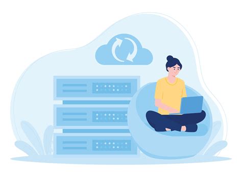 Woman Backup Big Data With Laptop Concept Flat Illustratiuon 35563649 Vector Art At Vecteezy