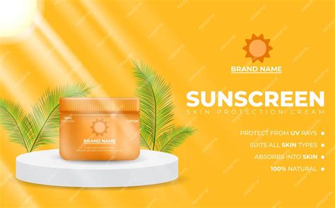 Premium Vector Realistic Sunscreen Poster With Leaves
