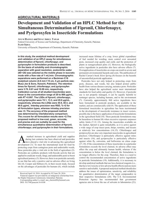 Pdf Development And Validation Of An Hplc Method For The Simultaneous Determination Of