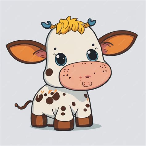 Dibujos Animados Lindo Bebé Vaca Vector Ilustración Fondo Blanco