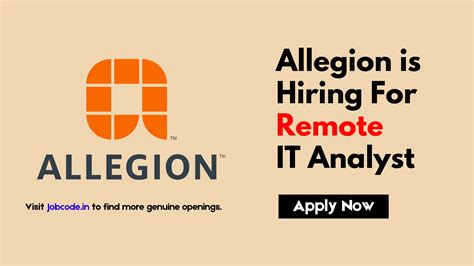Entry Level It Analyst 2025 Remote Job Opportunity With Allegion