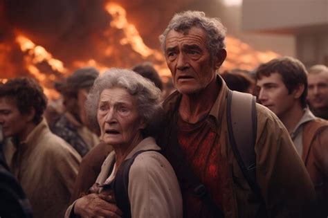 Premium Photo Faces Of Residents Evacuating A Town Threatened