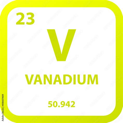 Vanadium V Transition Metal Chemical Element Vector Illustration