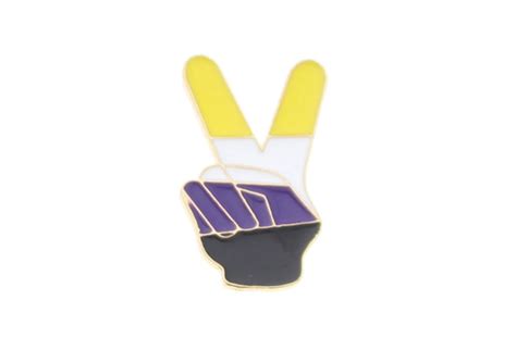 Non Binary Pride Peace Sign Metal Pin Badge