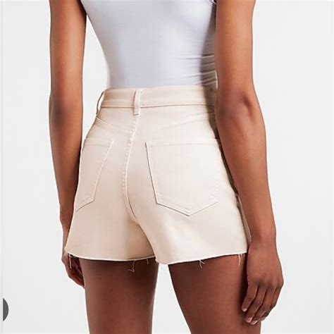Express Super High Waisted Coated Mom Shorts Pale P Gem