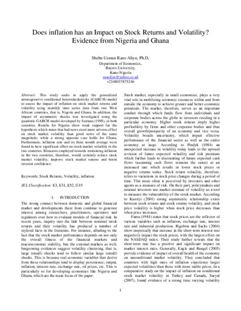 Pdf Does Inflation Have An Impact On Stock Returns And Volatility Evidence From Nigeria And Ghana