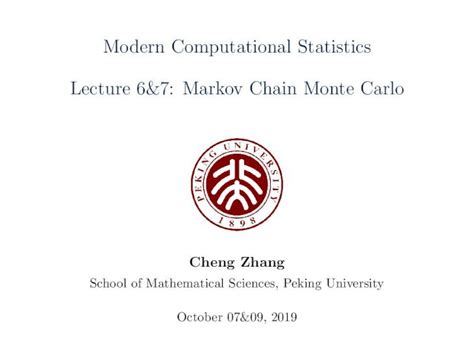 Pdf Modern Computational Statistics [1em] Lecture 6and7 Markov · Modern Computational
