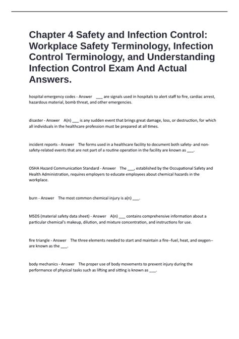 Chapter 4 Safety And Infection Control Workplace Safety Terminology