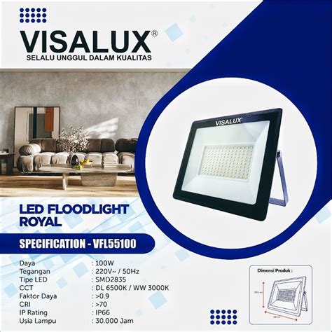 Jual Lampu Sorot Visalux Vfl55100 Royal Led Flood Light Lampu Sorot Visalux 100 Watt Cahaya