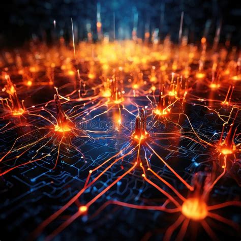 Glowing Neural Network With Interconnected Circuits And Energy Stock Image Image Of Glowing