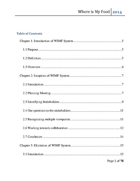 347 Report Final Project Report Writing Table Of Contents Chapter