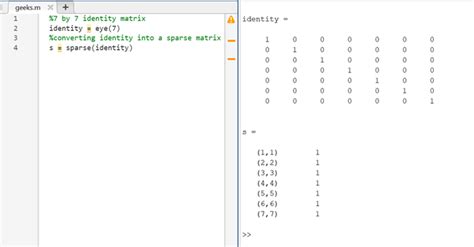 Sparse Matrices In Matlab Geeksforgeeks