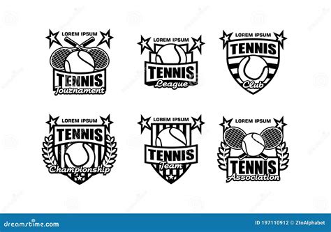 Sports Badge Tennis Logo Set Stock Vector Illustration Of