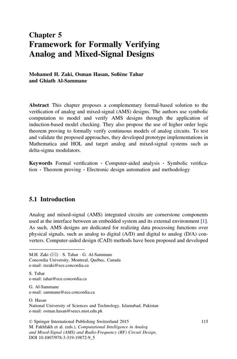 Pdf Framework For Formally Verifying Analog And Mixed Signal Designs