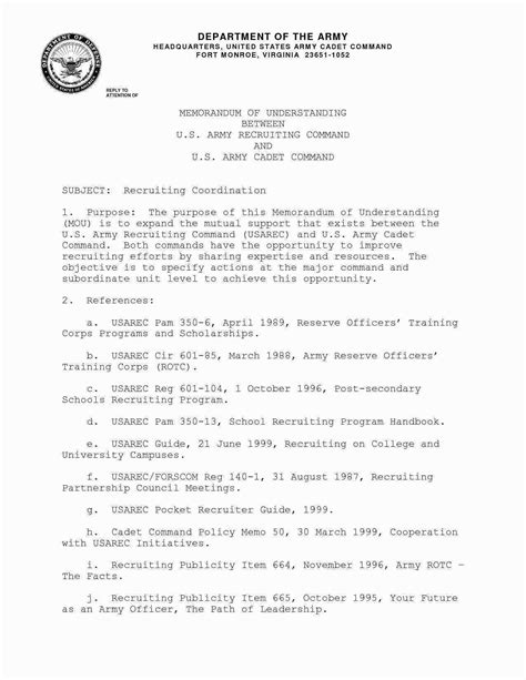 Army Memo Of Agreement Template Quick Tips For Army Memo Grad Regarding
