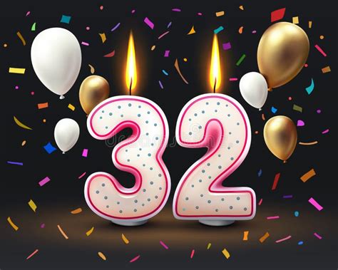 Happy Birthday Years 32 Anniversary Of The Birthday Candle In The