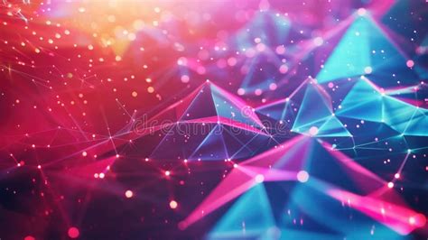 Abstract Network Of Glowing Lines And Dots With Bokeh Effect Future Aig53 Stock Image Image