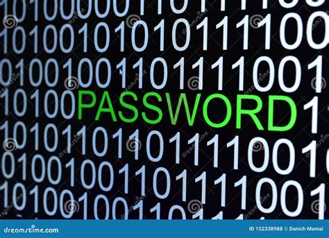 The Binary Code Number Background And Word Of Password In Green Color