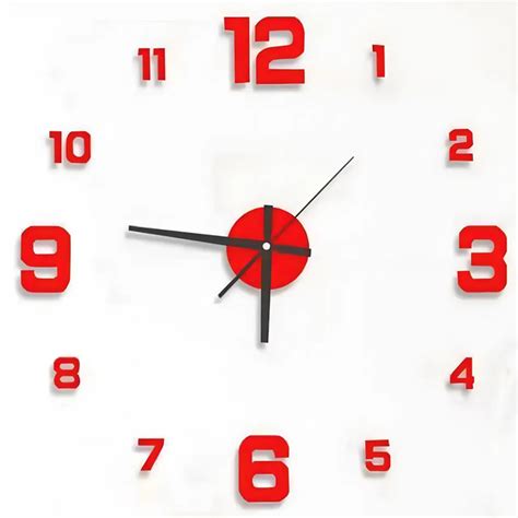 Настінний годинник Diy із дзеркальним 3d ефектом Switch червоний — безкаркасний настінний 3Д