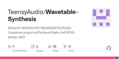 GitHub TeensyAudio Wavetable Synthesis General Repository For Wavetable Synthesis Capstone