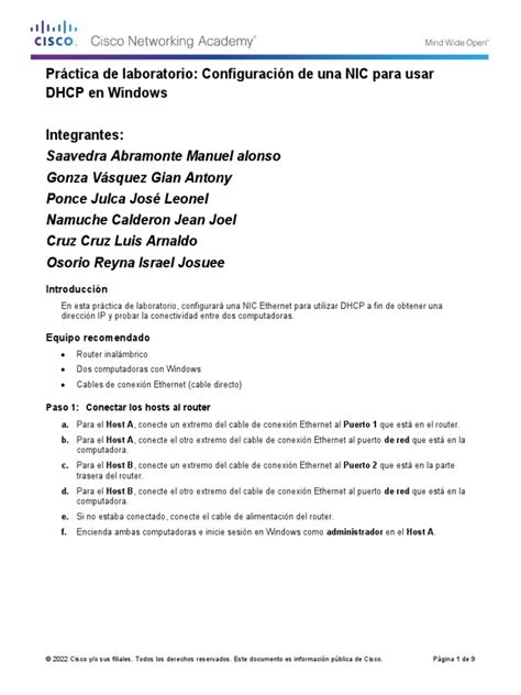 practica 12 2 configurar nic para usar dhcp en windows pdf