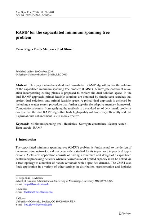 Pdf Ramp For The Capacitated Minimum Spanning Tree Problem