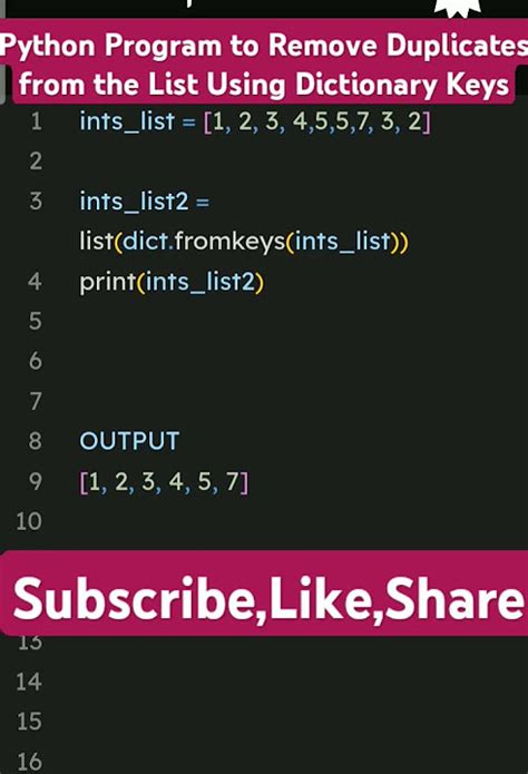 Python Program To Remove Duplicates From The List Using Dictionary Keys