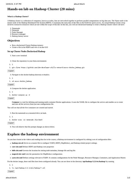 Hands On Lab On Hadoop Cluster Pdf