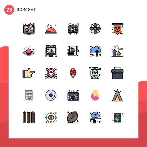 Universal Icon Symbols Group Of 25 Modern Filled Line Flat Colors Of Geography Design Servise