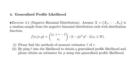 Solved Generalized Profile Likelihood Exercise 41 Negative