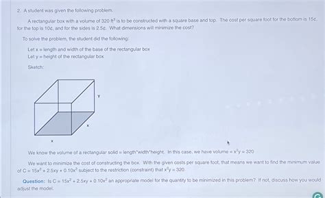 Solved A Student Was Given The Following Problem A Chegg