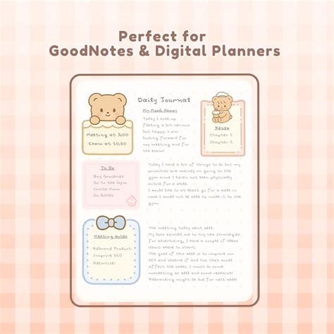 Digital Sticky Notes Cute Bears Digital Stickers Goodnotes Cute